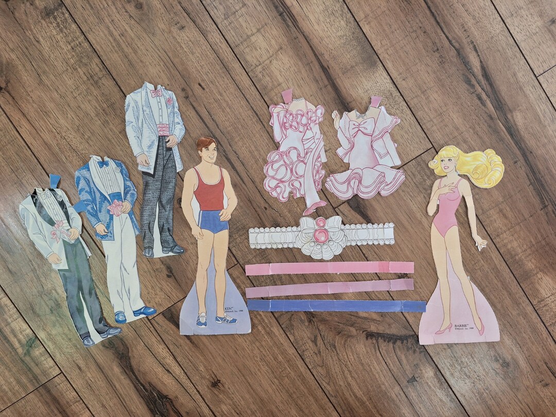 Vintage 1988 Barbie and Ken Paper Dolls and Outfits From Mattel - Etsy