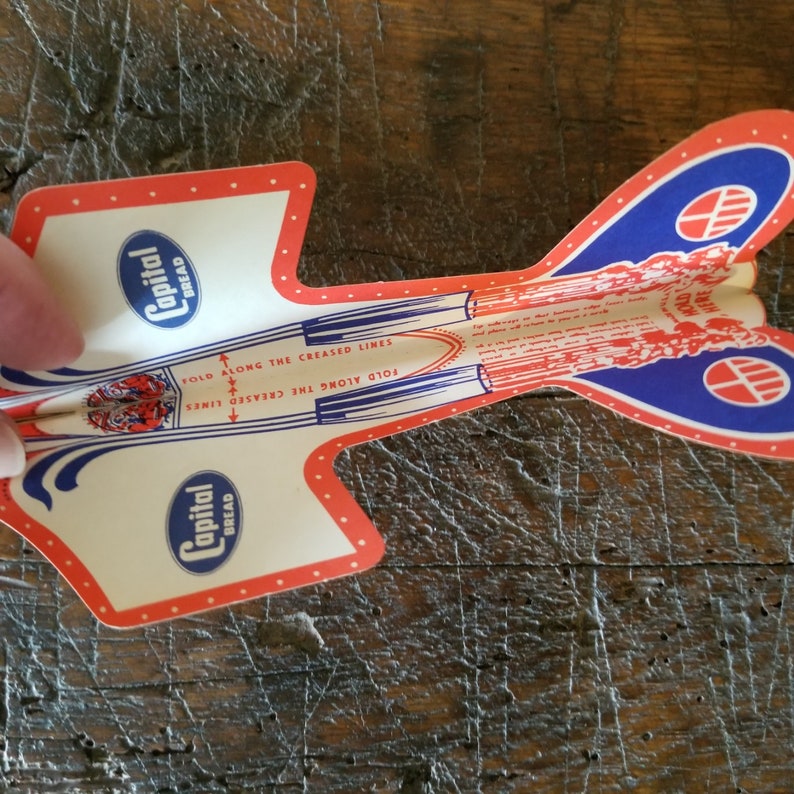 Vintage Capital Bread Paper Airplane; Toy Plane; Ephemera; Baking ...