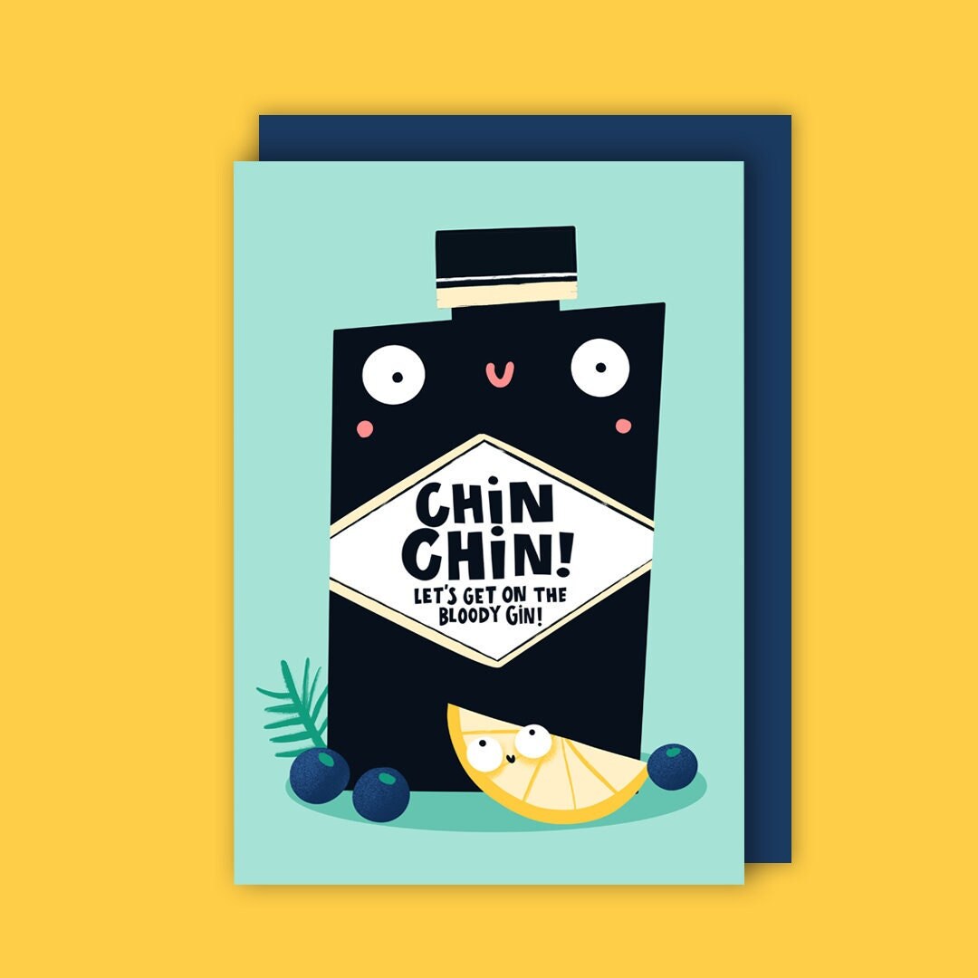 Chin Chin Card - Gin - Cute - Birthday - Humour - Funny - Occasion ...