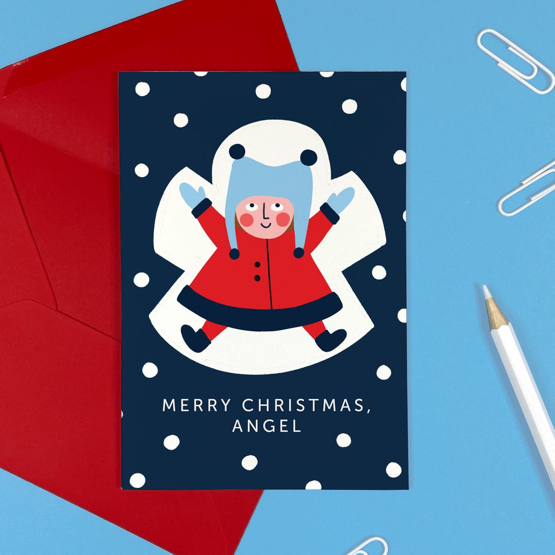 Snow Angel Christmas Card - Xmas - Humour - Cute - Girl - Winter ...