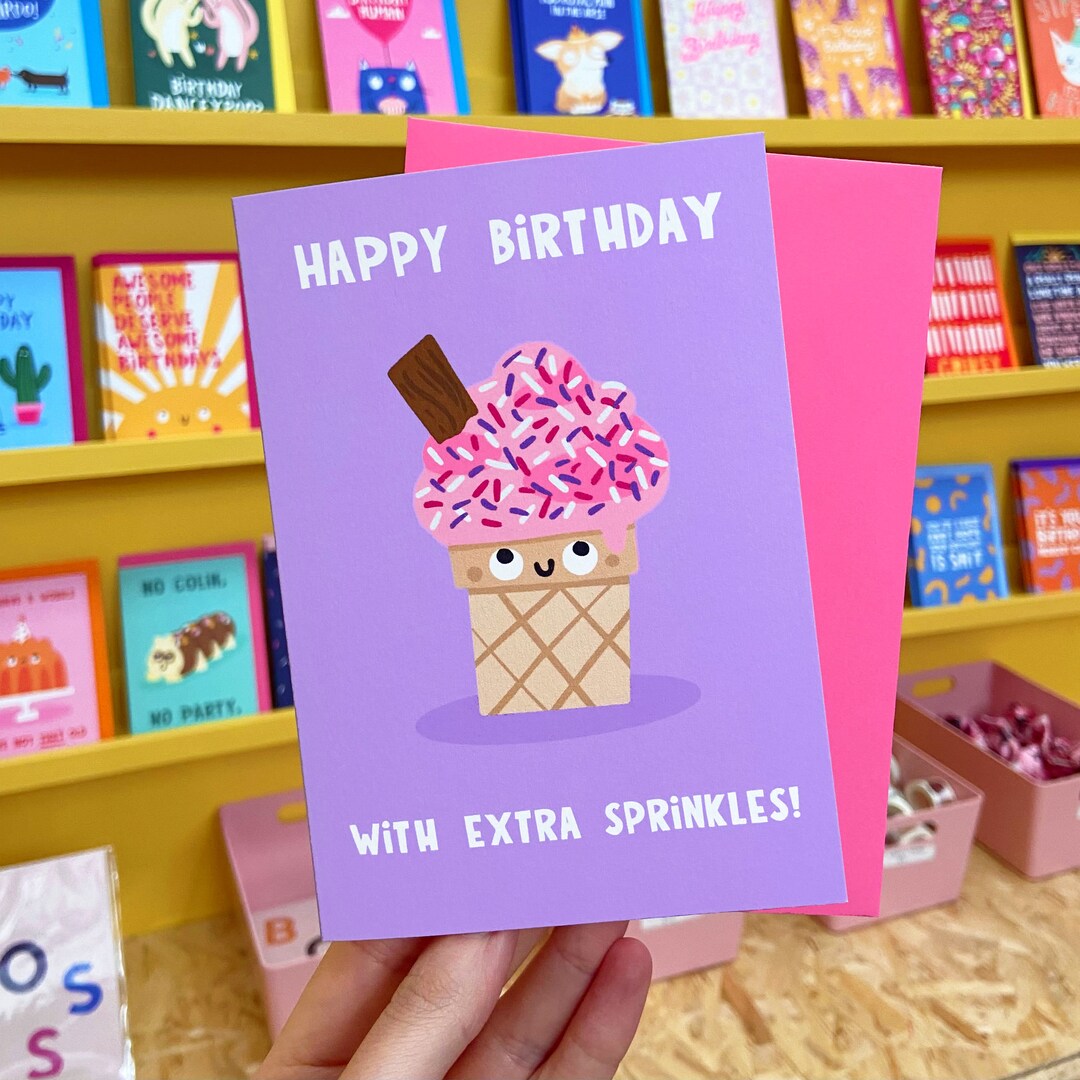 Sprinkles Birthday Card - Ice Cream - Party Food - Funny - Cute - Flake ...