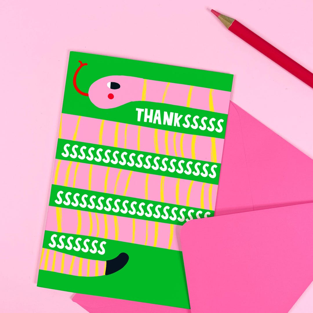 Snake Thanks Card - Thank You - Thanks - Funny - Humour - Cute ...