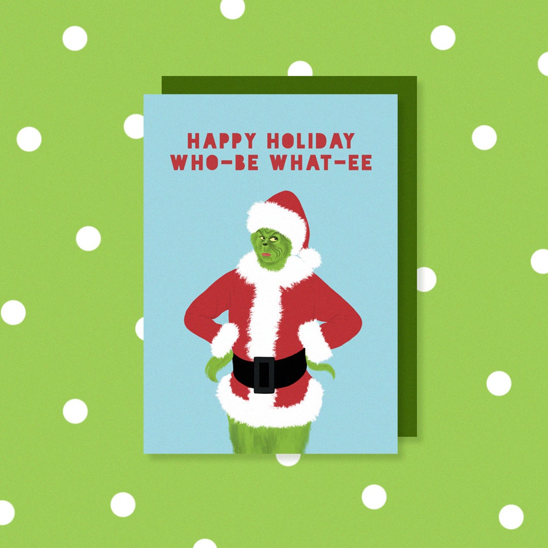Grinch Christmas Card - Funny - Humour - Xmas - Cheeky - Cute - Rude ...