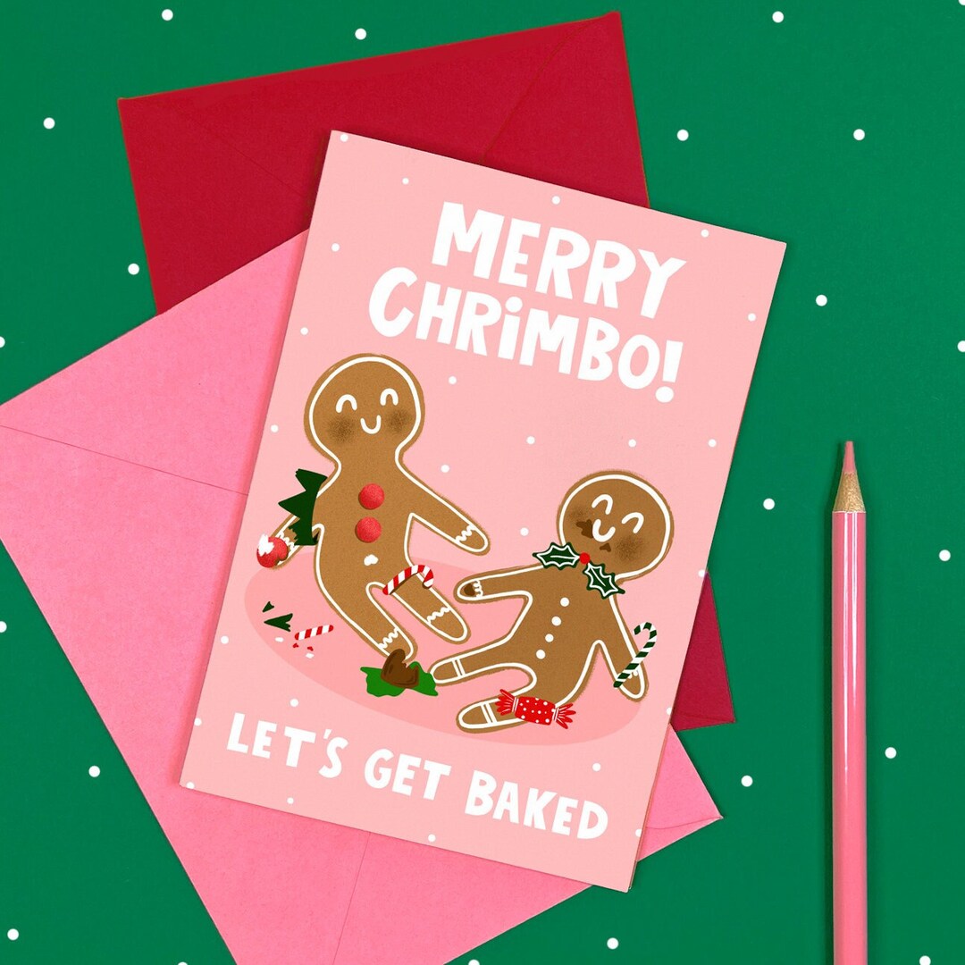 Lets Get Baked Christmas Card Funny Humour Xmas Cheeky Pun Punny Cute Gingerbread Man Chrimbo Etsy