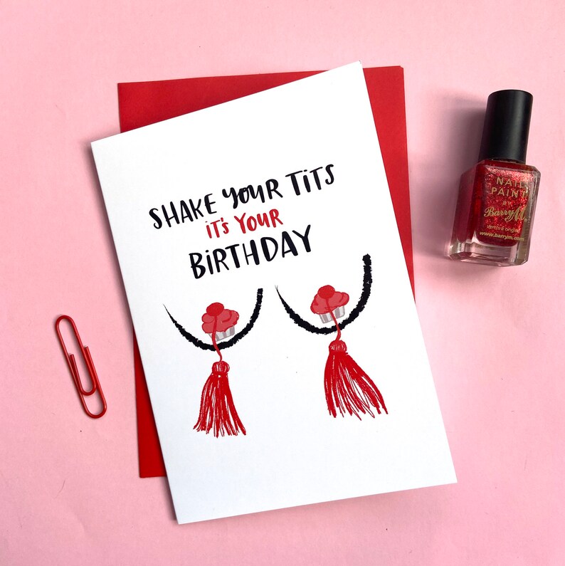 Shake Your Tits Its Your Birthday Card Funny Boobs Etsy