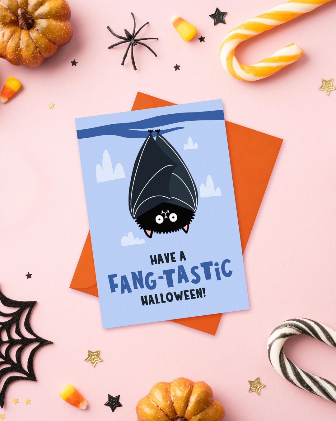 Fang-tastic Halloween Bat Card: Funny Spooky Season Pun - Etsy