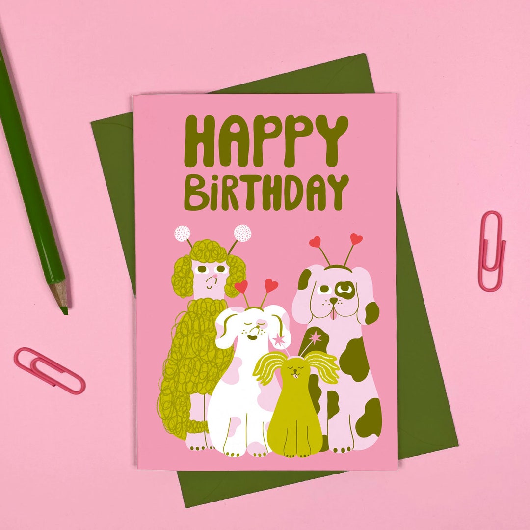 Deely Boppers Dog Birthday Card - Funny - Cute - Puppy - Party - Gift ...