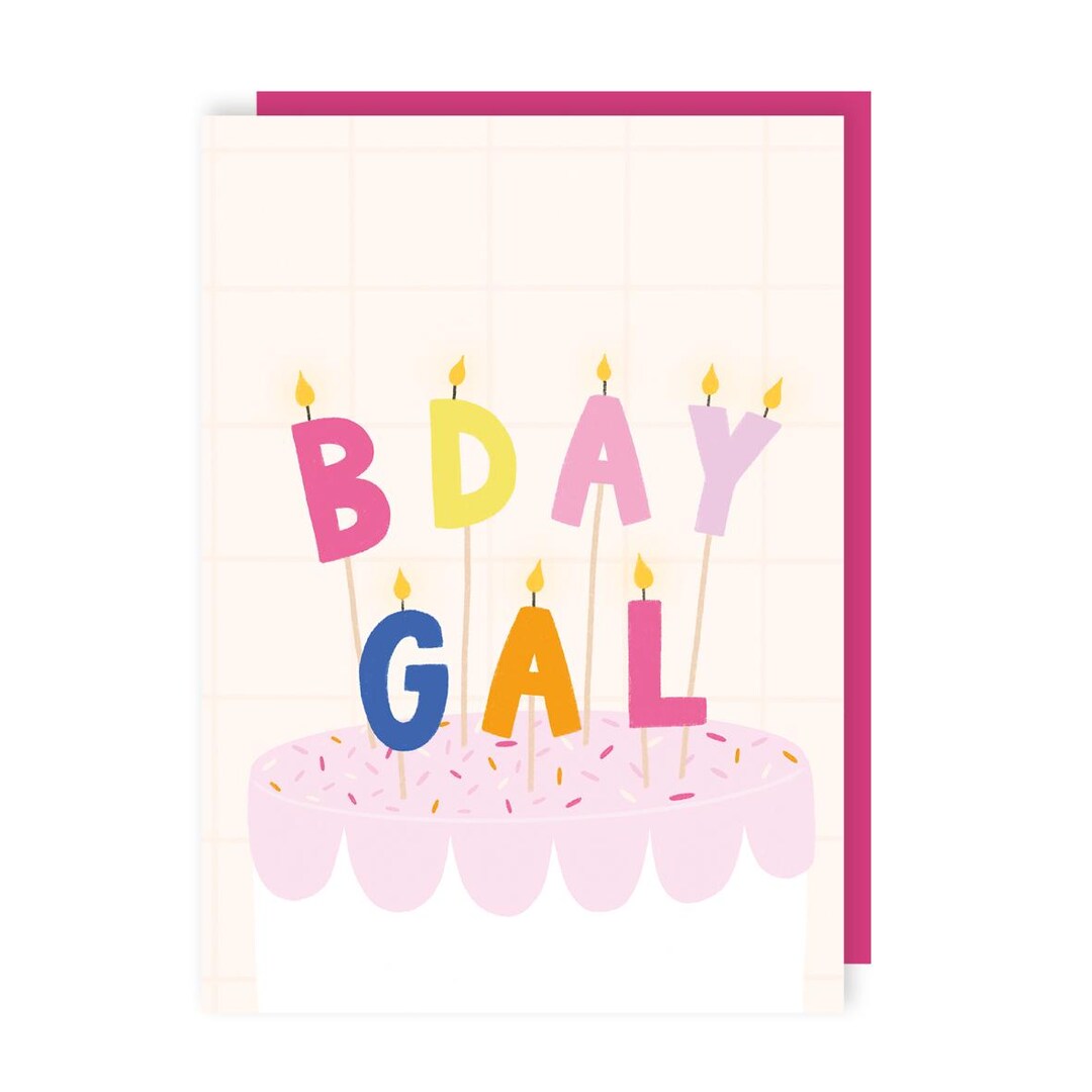 Birthday Gal Cake Card - Happy Birthday - Bday - Party - Illustration ...
