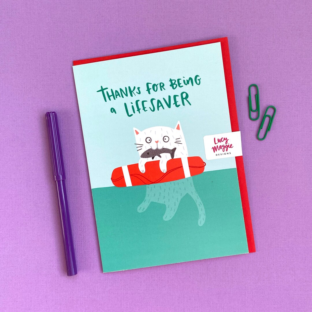 Lifesaver Cat Thank You Card - Funny - Humour - Cute - Kitten - Pet ...