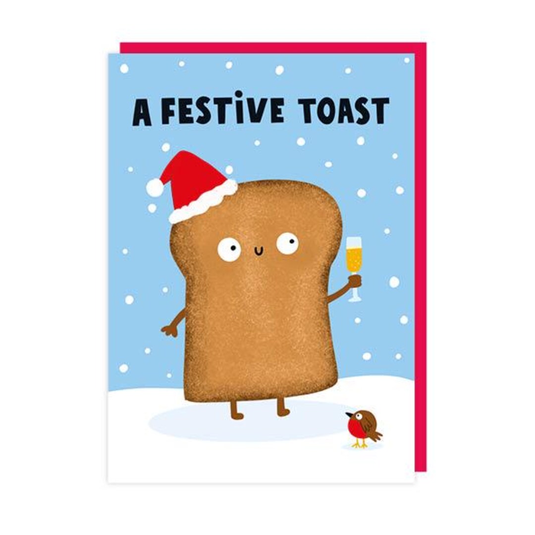 Festive Toast Christmas Card - Funny - Food - Humour - Alcohol ...