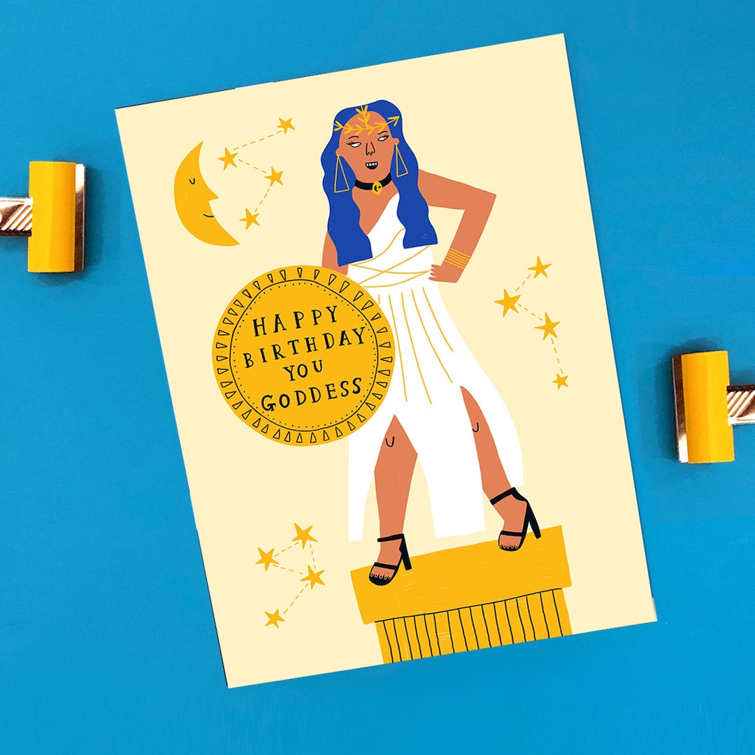 Birthday Goddess Card - Stars - Moon - Astrology - Funny - Humour ...