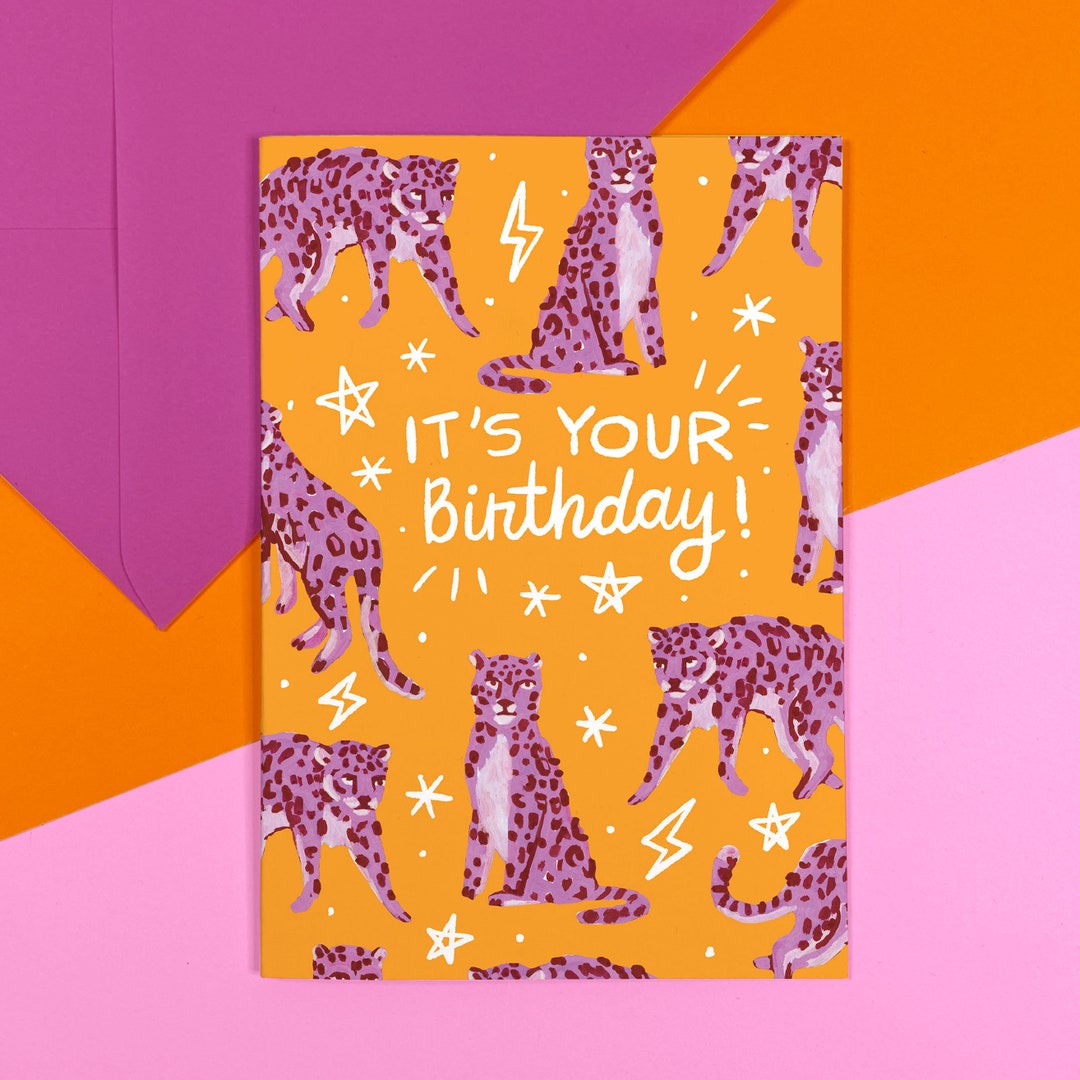 Leopard Birthday Card Happy Birthday Cute Animals Celebrate Cats ...