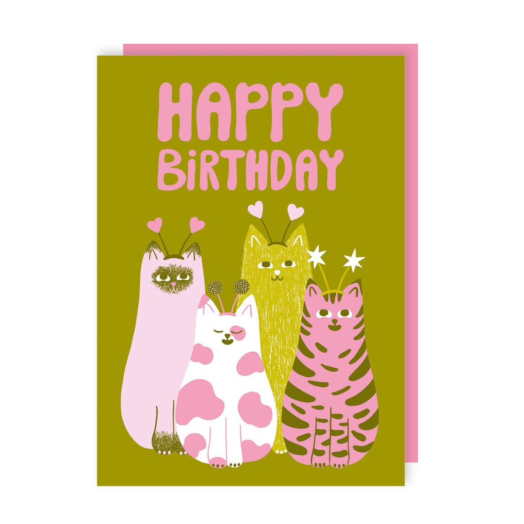 Deely Boppers Cat Birthday Card Funny Cute Kitten - Etsy