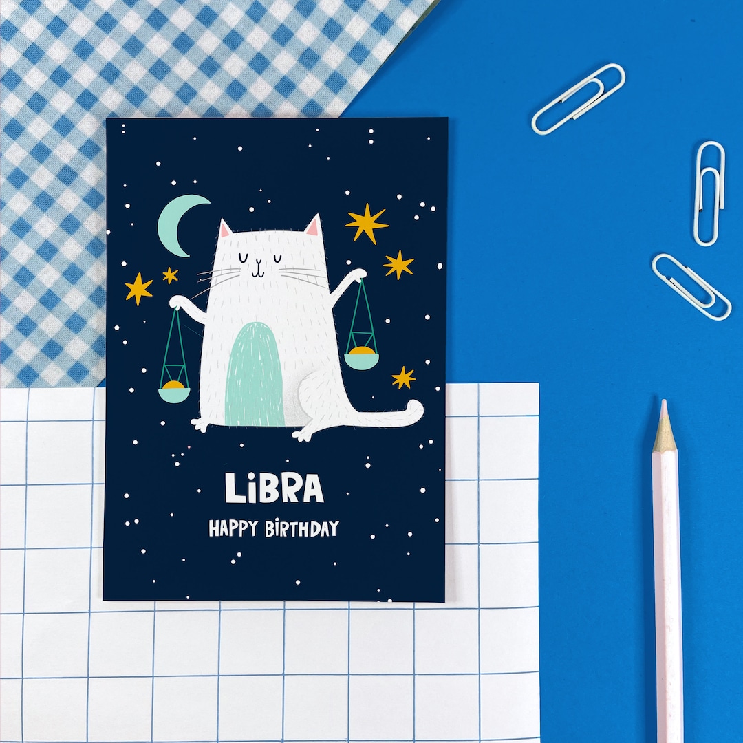 Libra Zodiac Birthday Card - Astrology - Stars - Cute - Funny - Star ...