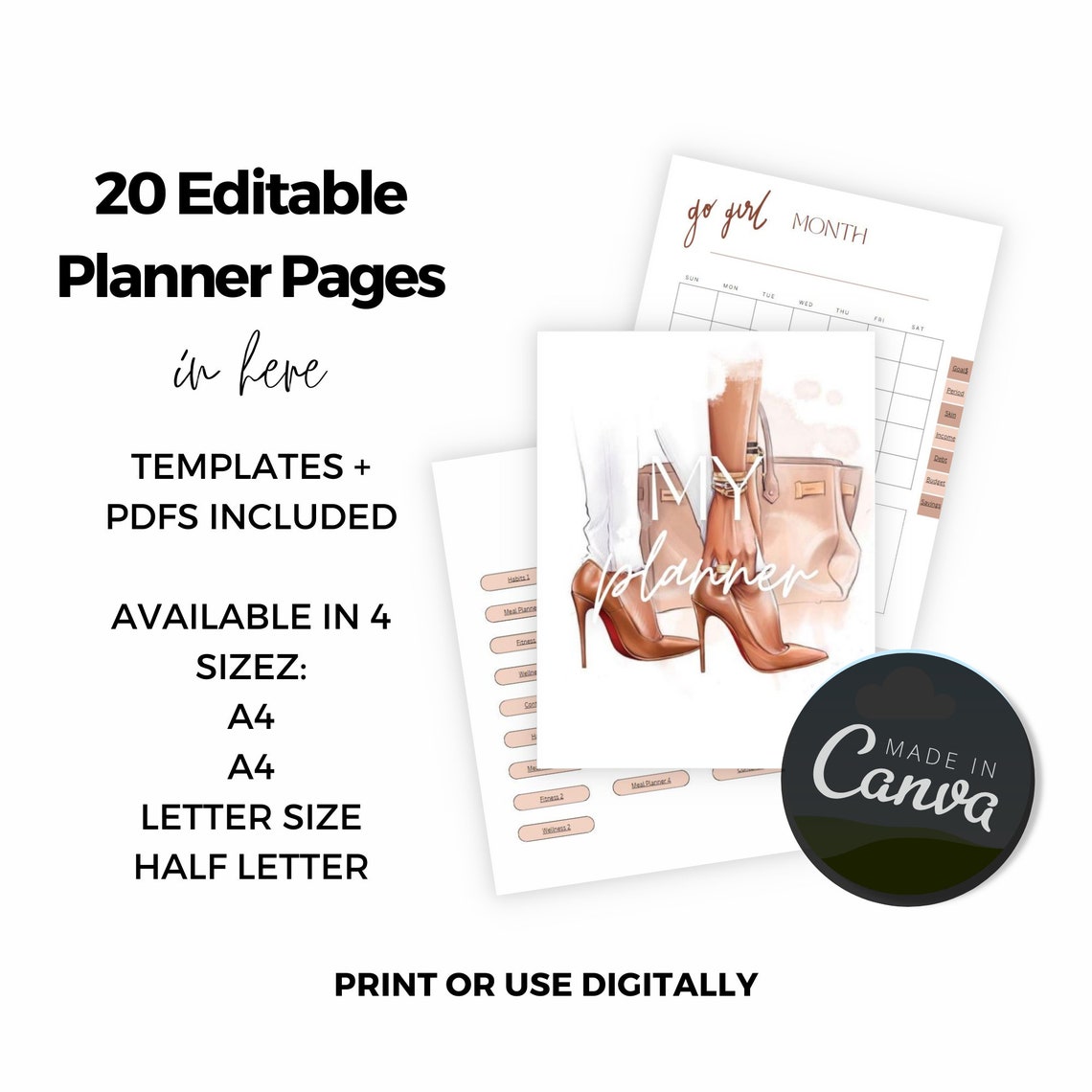 Digital Planner Bundle PLR Resell Canva Templates Editable, Commercial ...