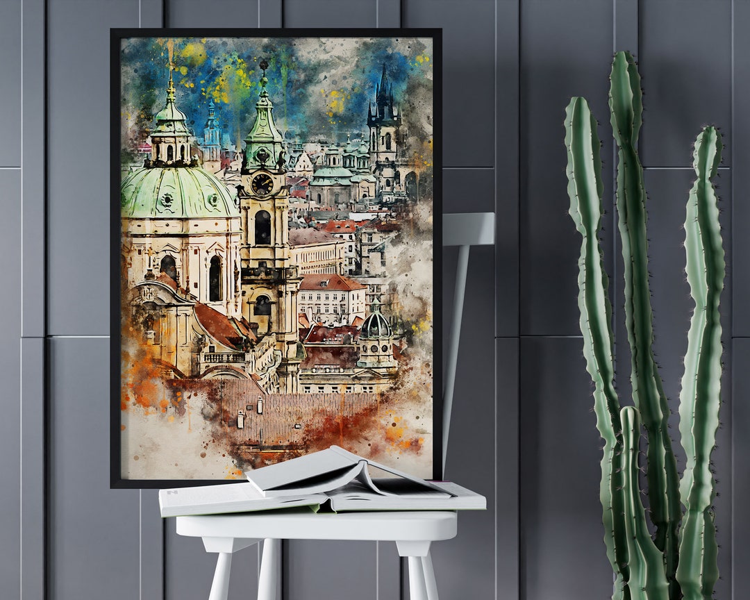 Prague Watercolor, Prague Art Print, Watercolor Cityscape, Watercolor ...