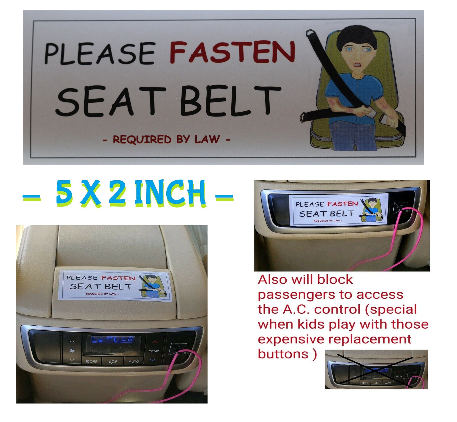 Please fasten seat belt sticker 2 x stickers for uber lyft | Etsy