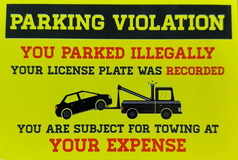 Parking Violation 100 Stickers, No Parking -towing Sticker - Do Not ...