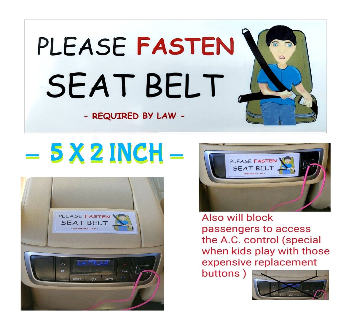 Please Fasten Seat Belt Sticker 2 X Stickers for Uber Lyft and Taxi - Etsy