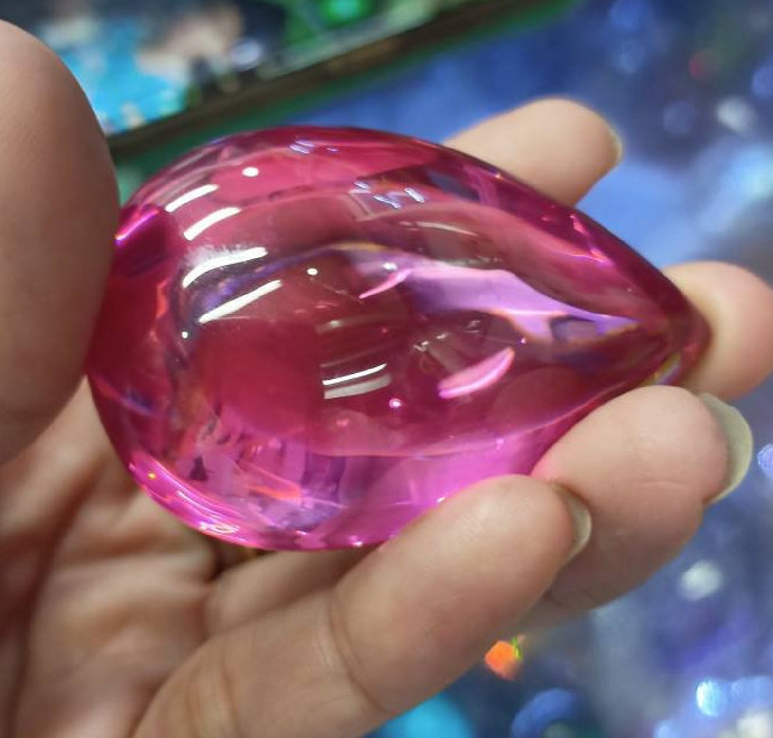 Large Rare Super Power Light Pink Naga Eye Drop Shape Crystal Gem ...