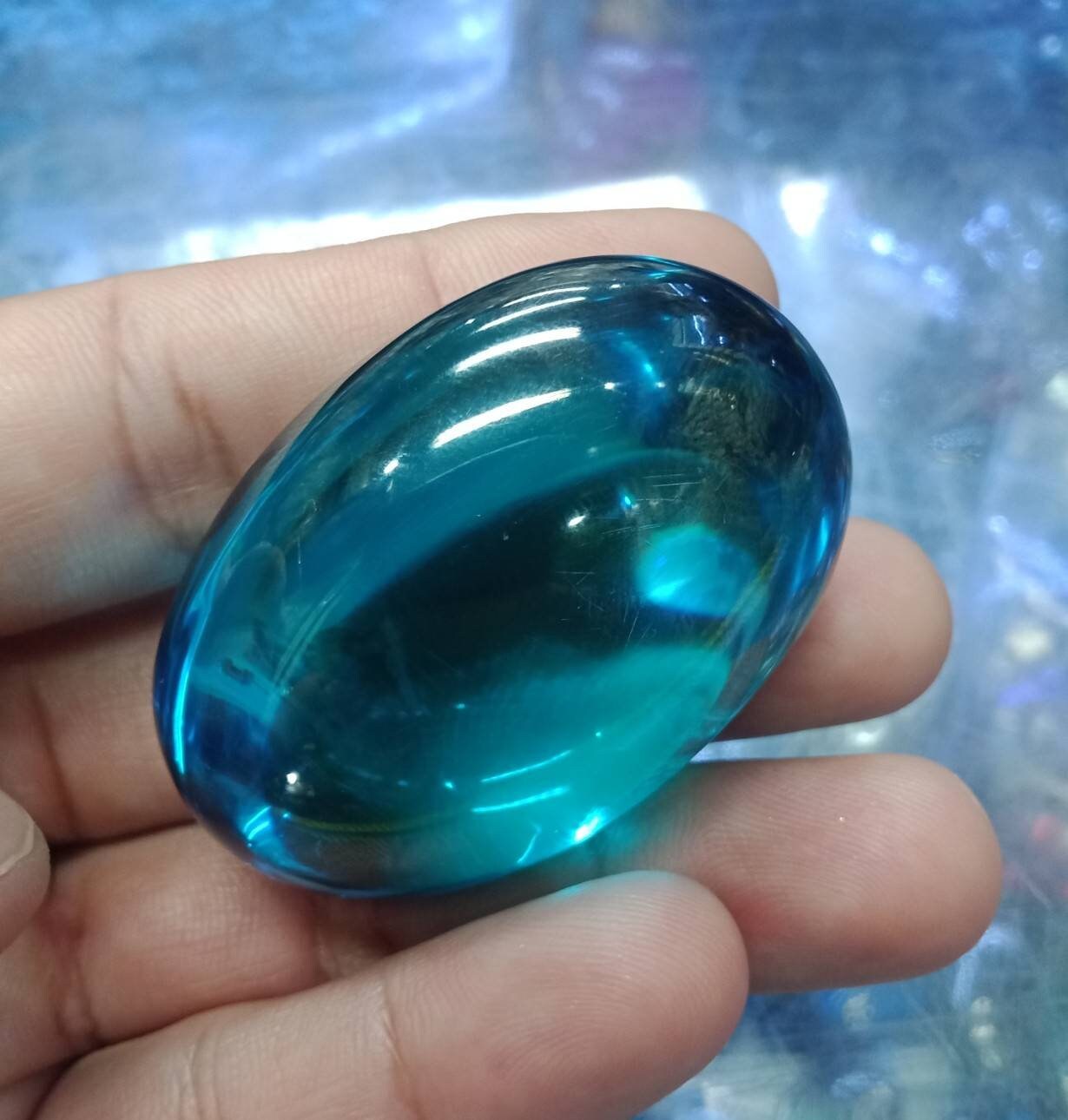 Large 150 Grams Authentic Oval SKY Blue NAGA EYE Healing Meditation ...