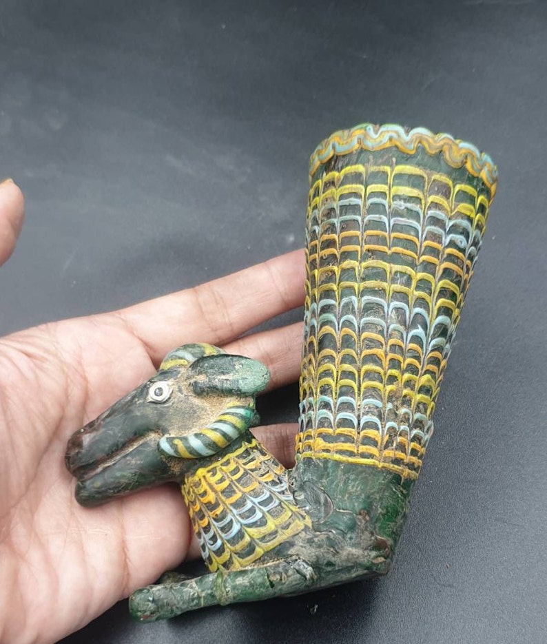 Ancient ROMAN Feather Mosaic Green Glass Ram Head CIRCA - Etsy