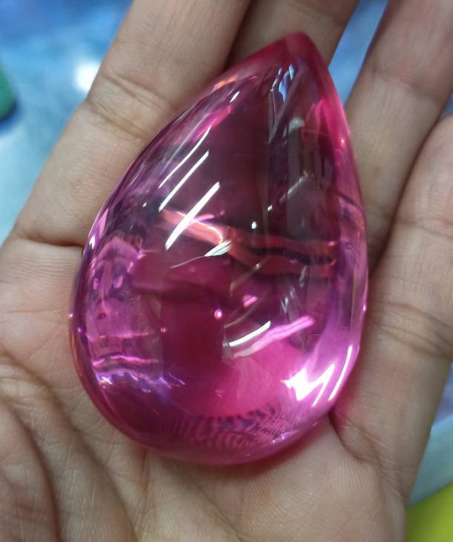 Large Rare Super Power Light Pink Naga Eye Drop Shape Crystal Gem ...
