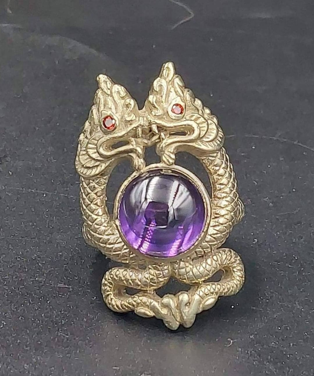 Super Power NAGA Double Naga Head Ruby Eyes PINK Naga Eye Sterling ...