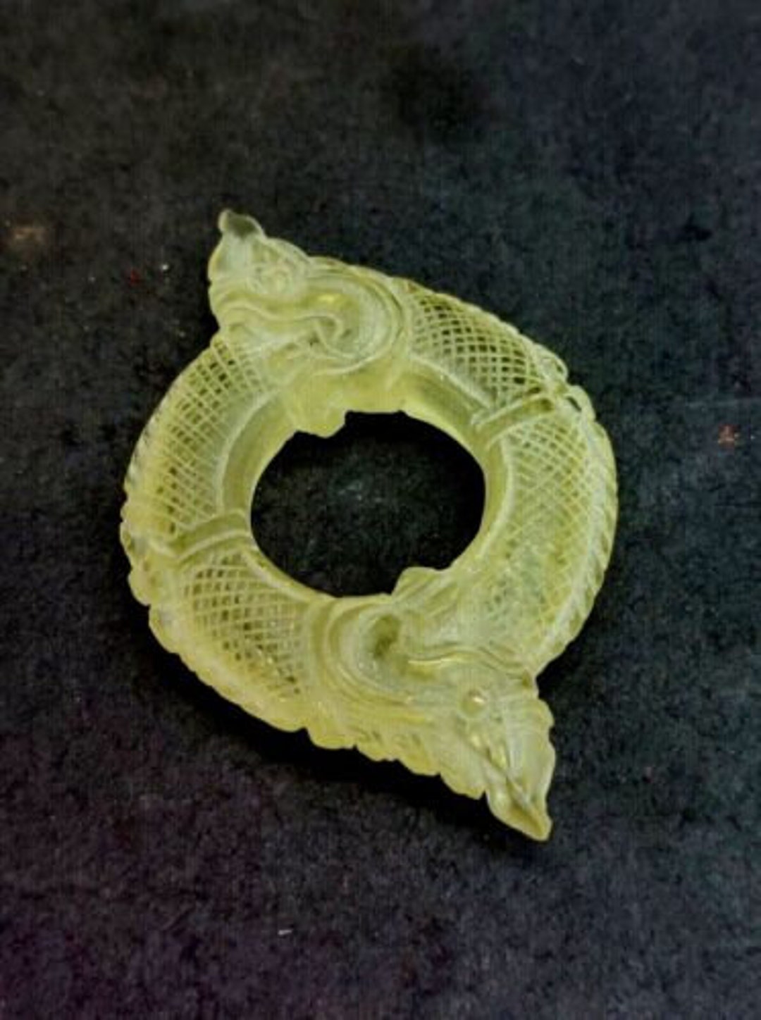 Antique Large Yellow Naga Eye Stone Double Naga Entwined Lucky Symbol ...