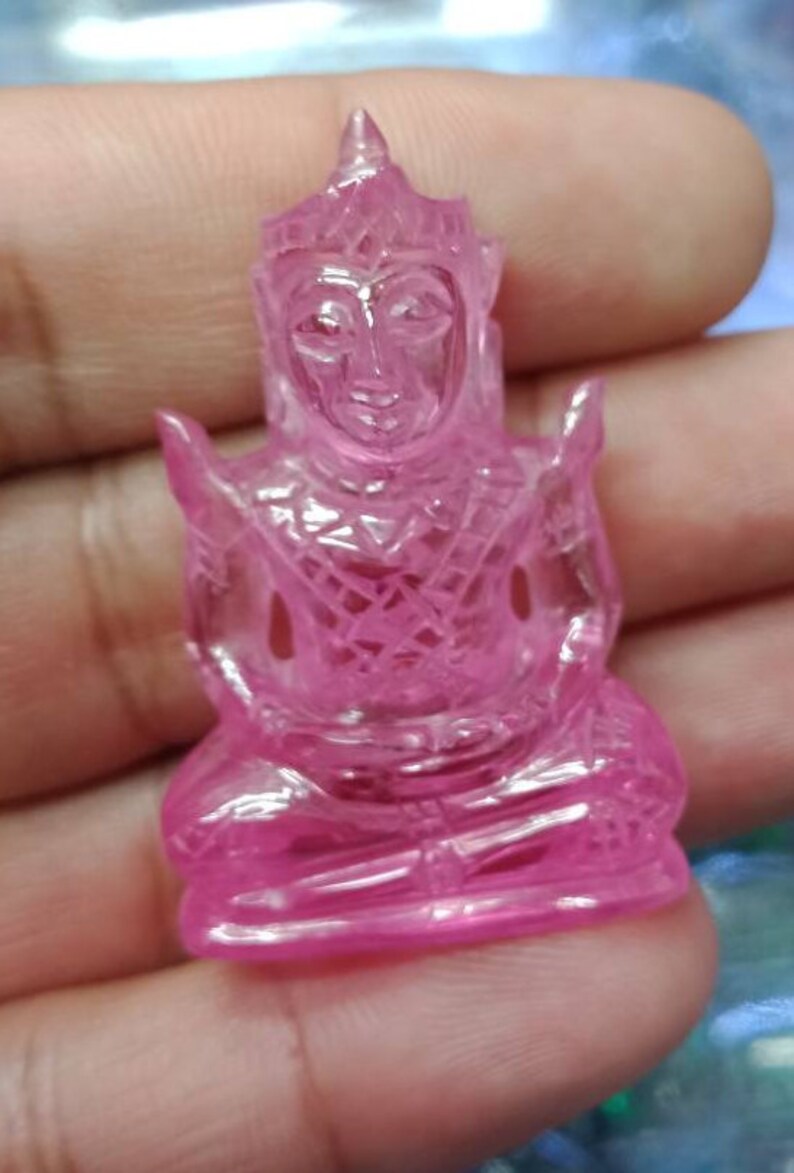 Old Buddha Wearing Royal Uniform Pink Naga Eye Gem Miniature Buddha ...