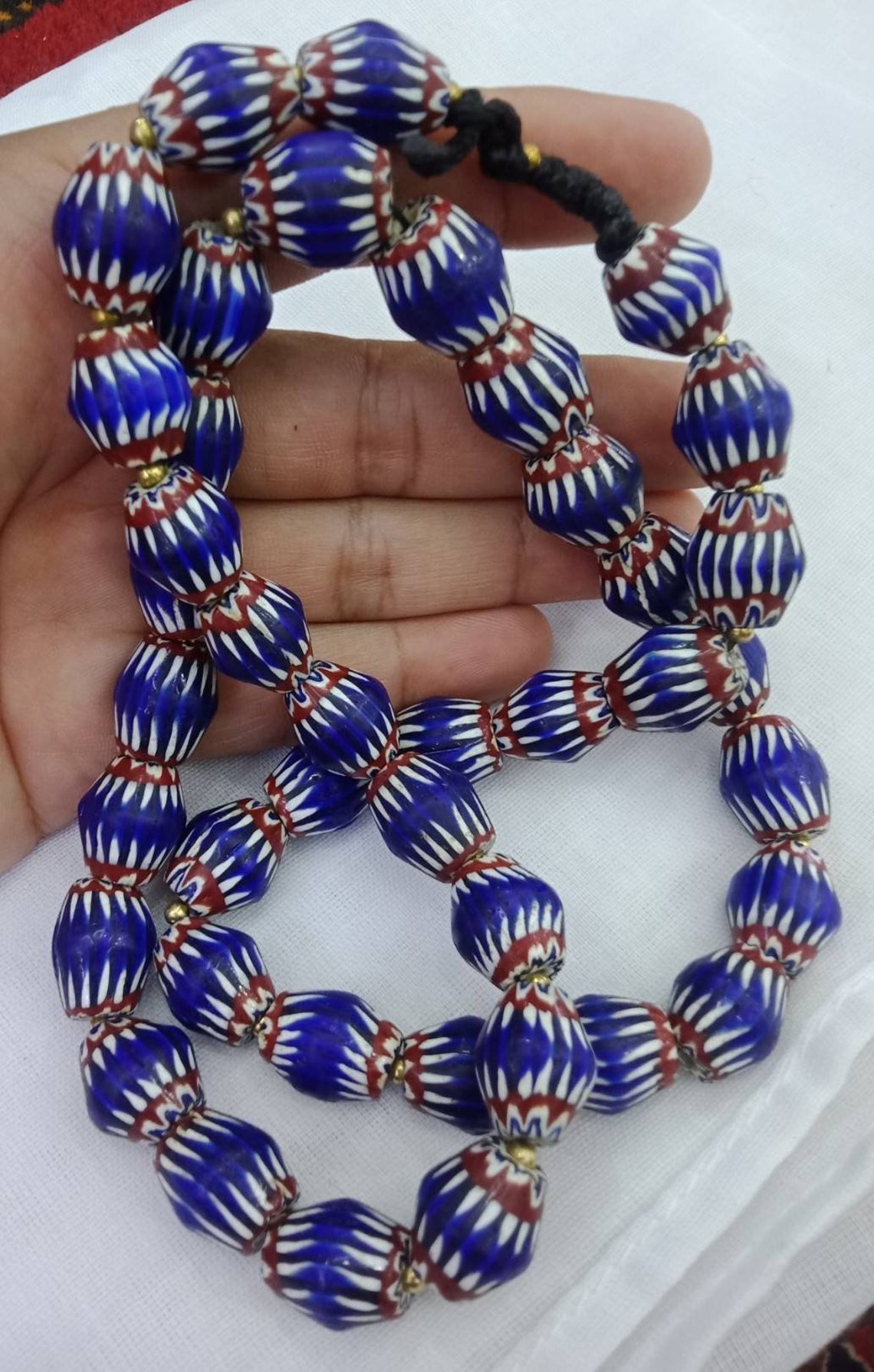 Antique Hand Carved RARE Fish Net Shape Genuine Gold 22K Bead ...