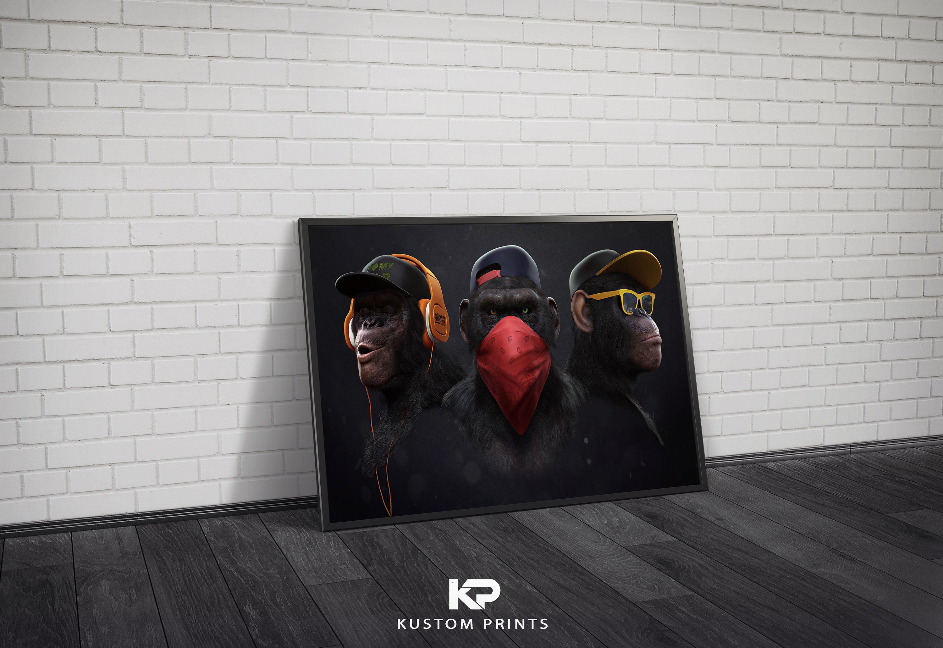 Banksy 3 Swag Monkeys Wall Art Chimp Poster Gorilla Print A5, A4, A3 ...