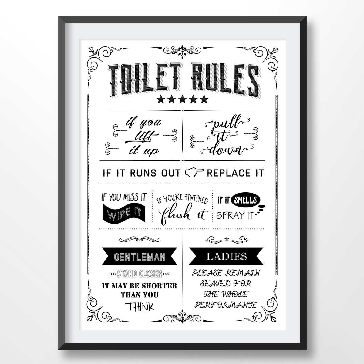 Toilet Rules Poster Funny Humour Print Washroom Picture - Etsy UK