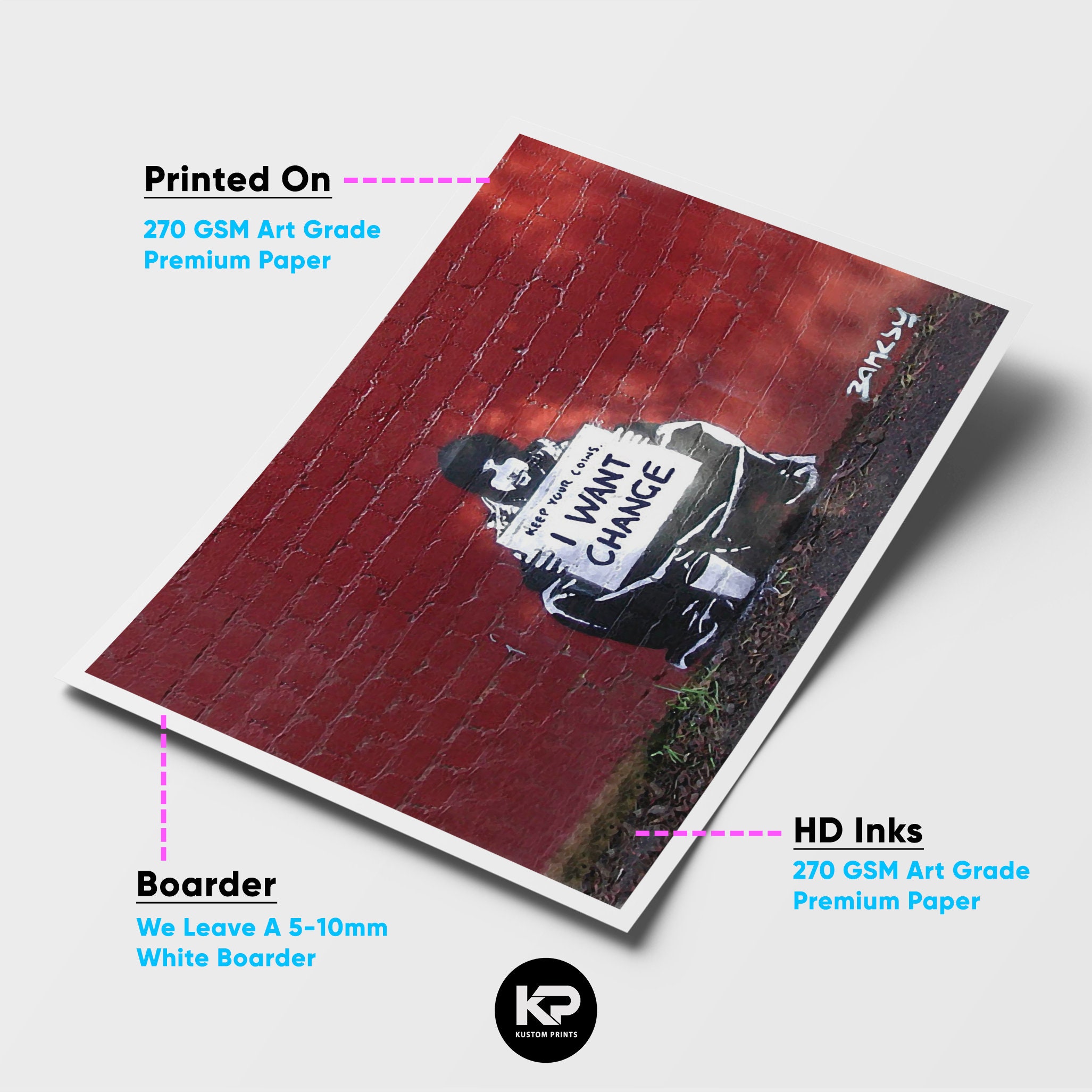 Banksy Wall Art | Keep Your Coins I Want Change | Poster Print A4 A3 A2 ...