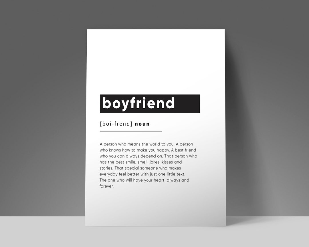 Boyfriend Definition Print Birthday Gift for Partner Funny Quote Gift ...