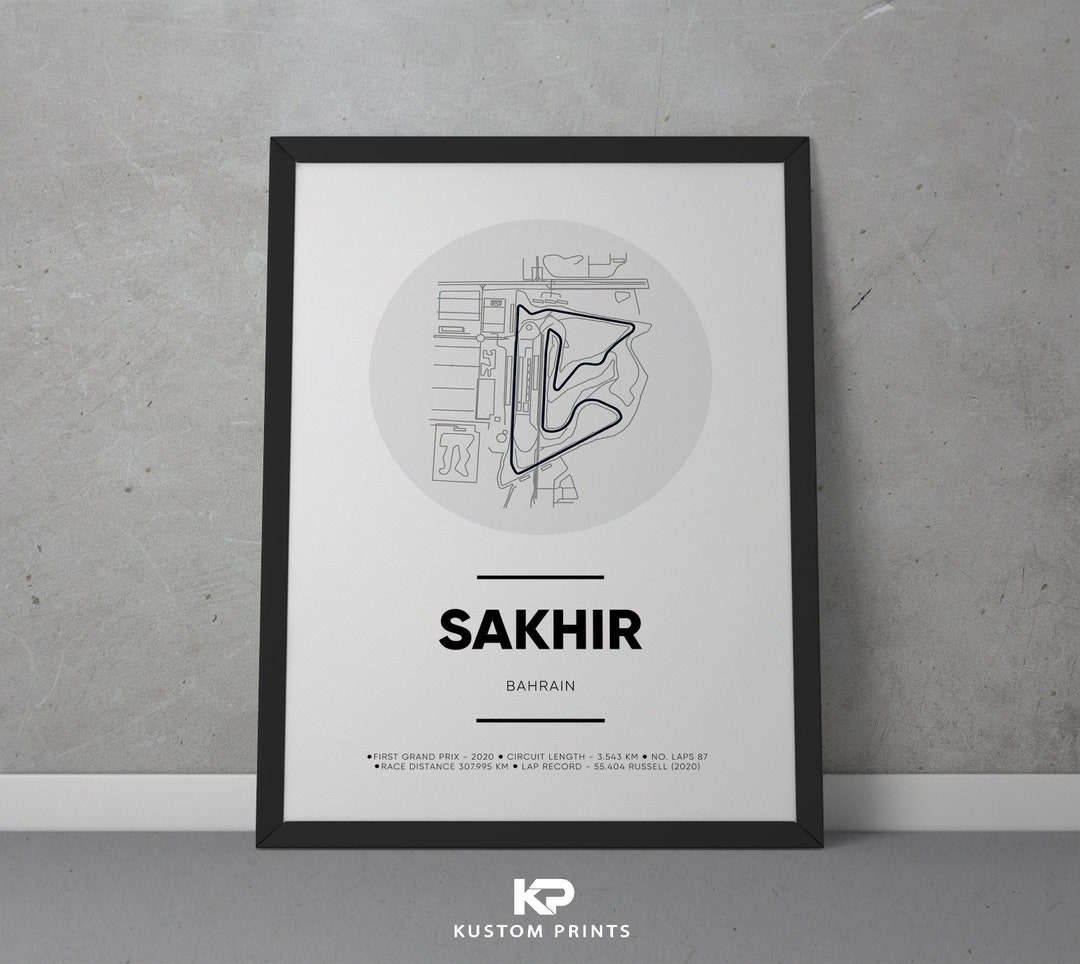 Bahrain Grand Prix F1 Race Track Poster Formula 1 Prints Sakhir Circuit ...