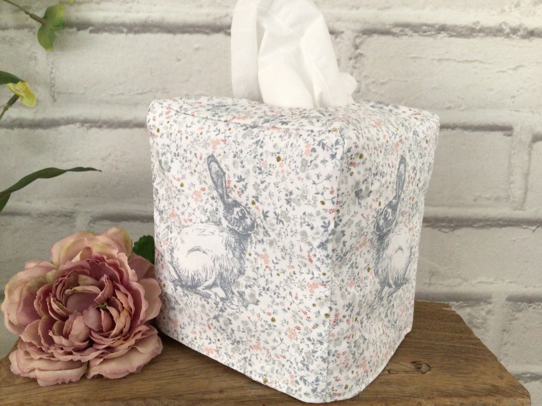 Tissue Box Cover in Peony and Sage Pretty Rabbit Ditsy Delilah - Etsy