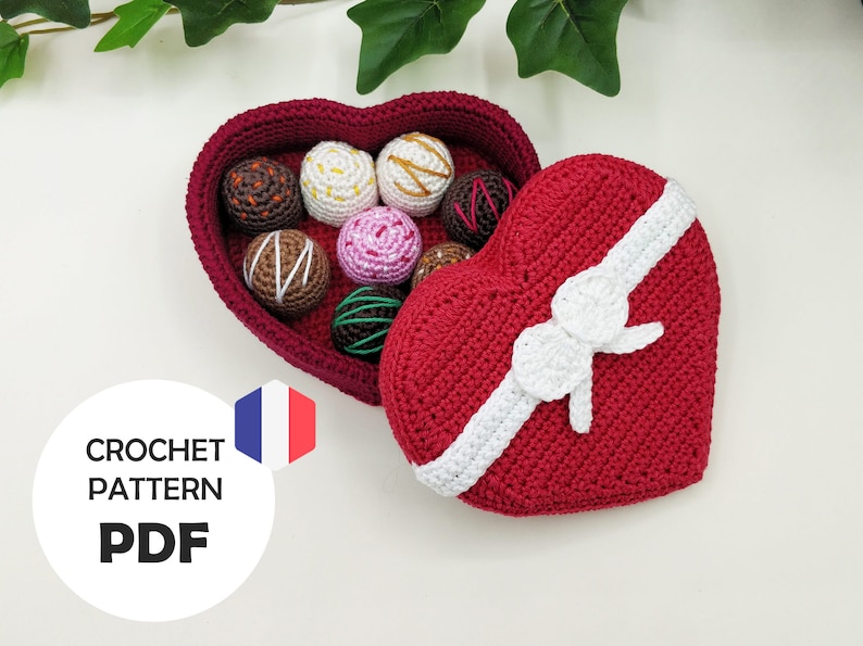 Crochet Valentine's Day Heart-shaped Box Pattern With Small Chocolates ...