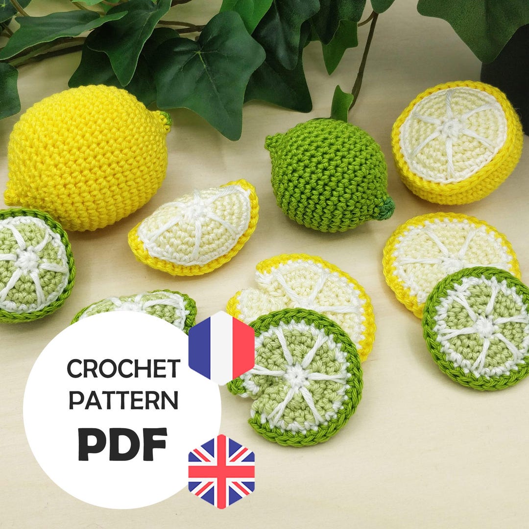 Crochet Pattern for Yellow and Green Lemons (PDF FR/ENG), Half a Lemon ...