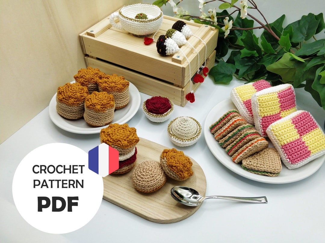 Tea Party, Crochet Dinette Tutorial Cup of Tea, Scones, Finger ...