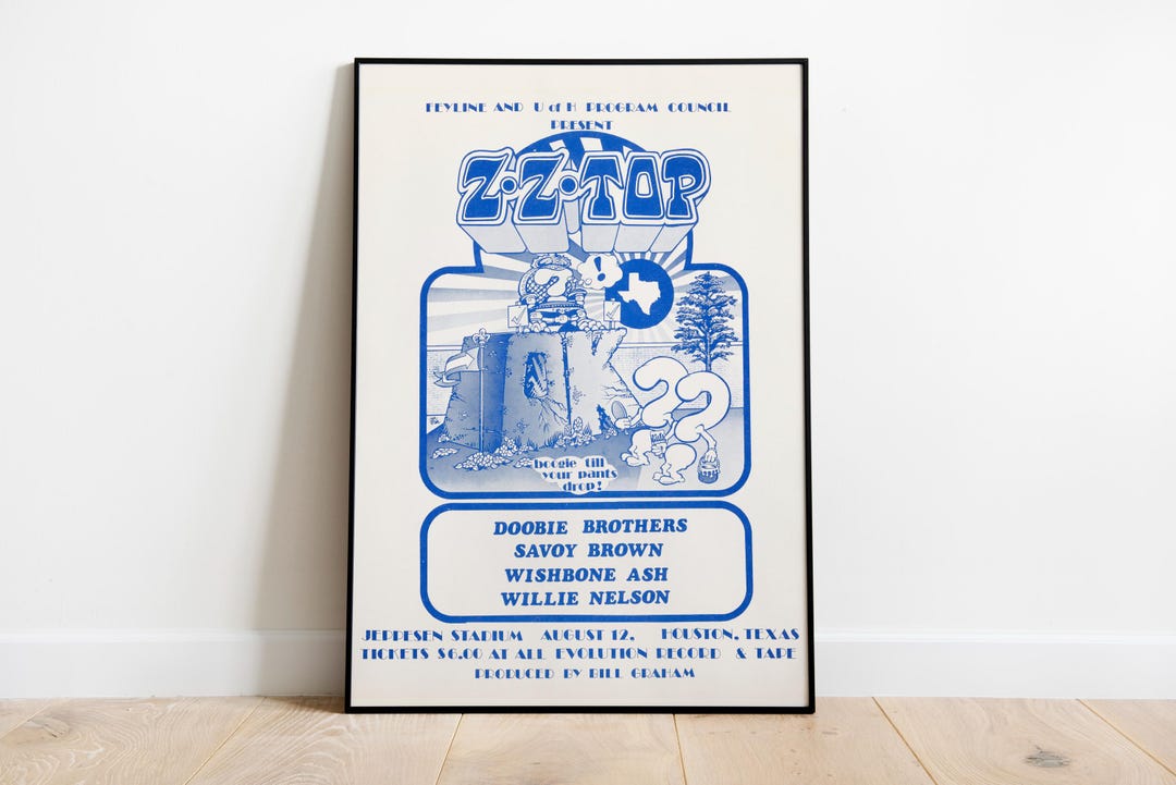 ZZ TOP Concert Poster, Zz Top Vintage Poster. Zz Top Rock N Roll Poster ...