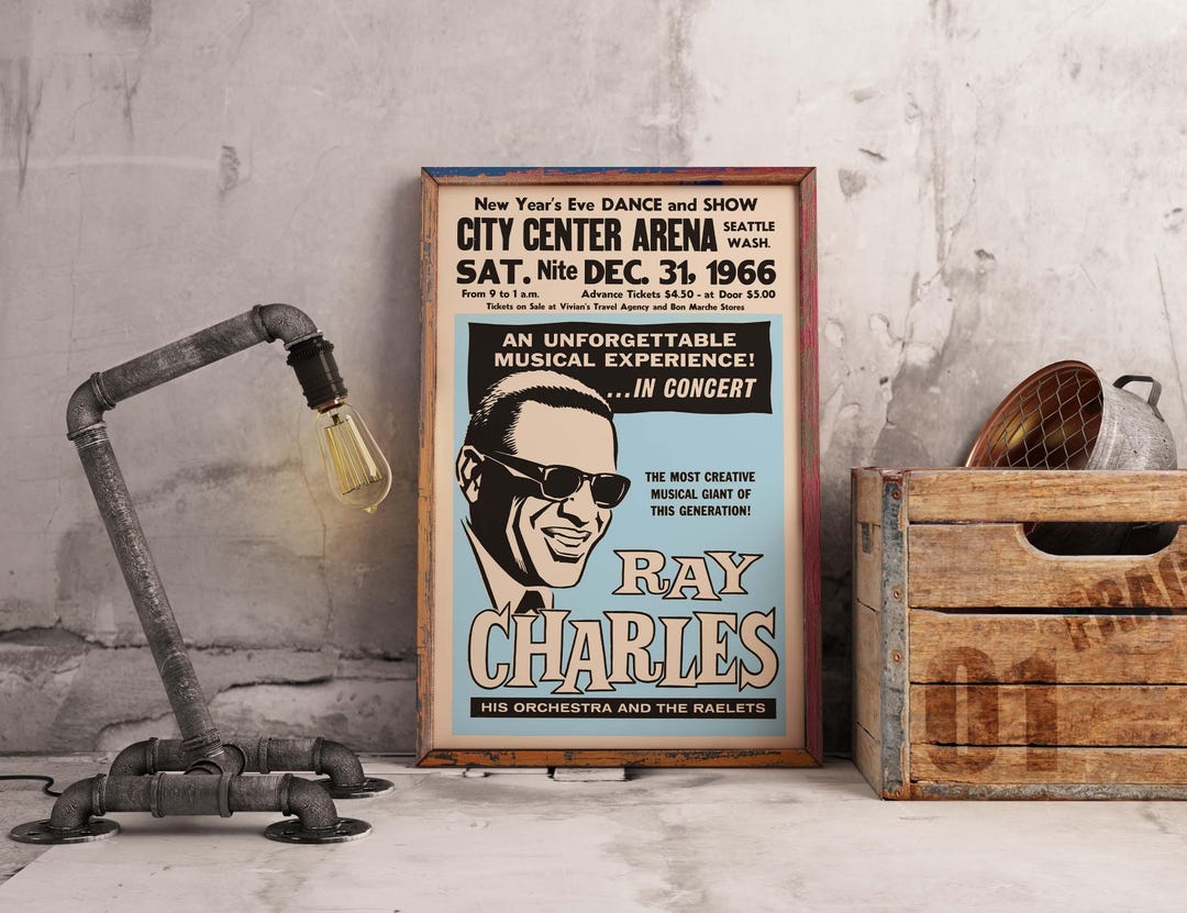 Ray Charles Concert Poster, Jazz Print, Ray Charles Retro Poster. Jazz ...