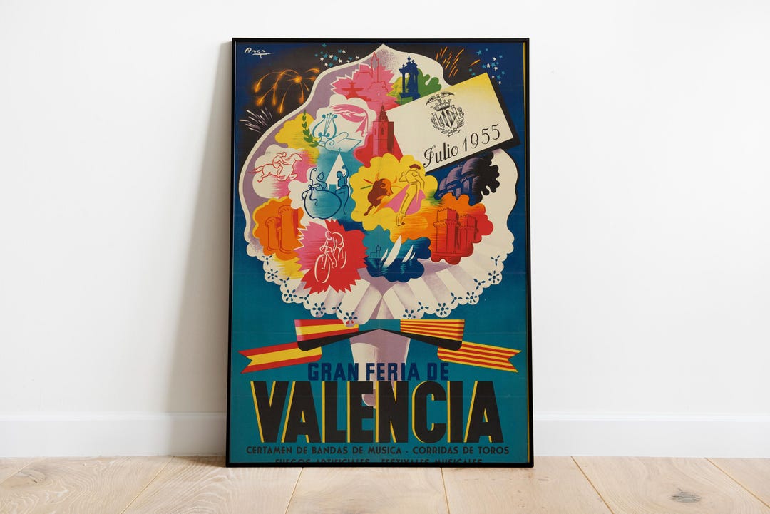 Fallas Valencia Vintage Poster/ Valencia Vintage Print / Spanish Poster ...