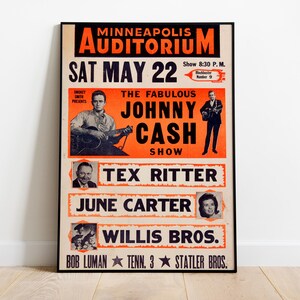 Rock and Roll Concert Vintage Poster, Johnny Cash Retro Poster. Country ...