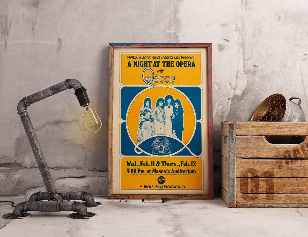 Queen Vintage Poster, Rock and Roll Poster. Freddie Mercury Poster ...