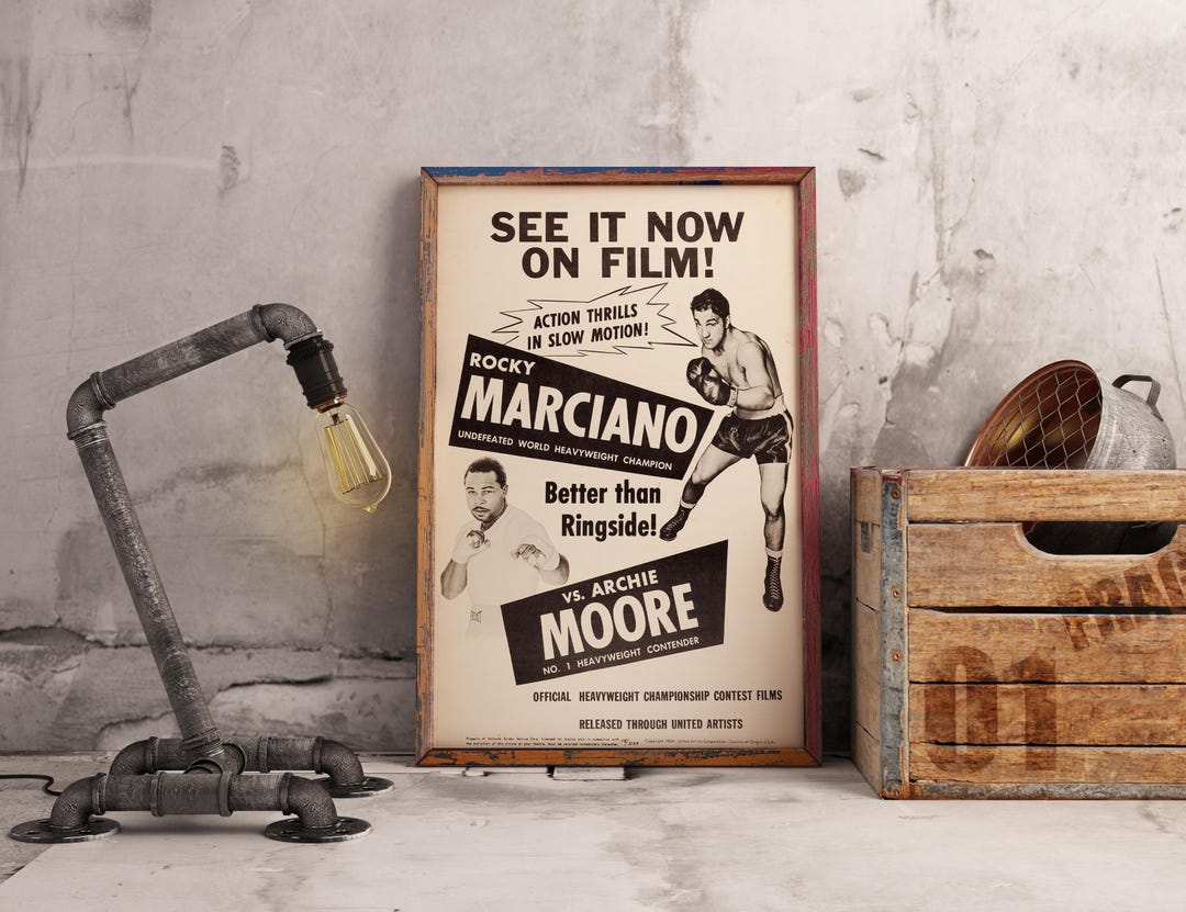 Vintage Boxing Poster/ Rocky Marciano Poster / Boxing Print / Antique ...