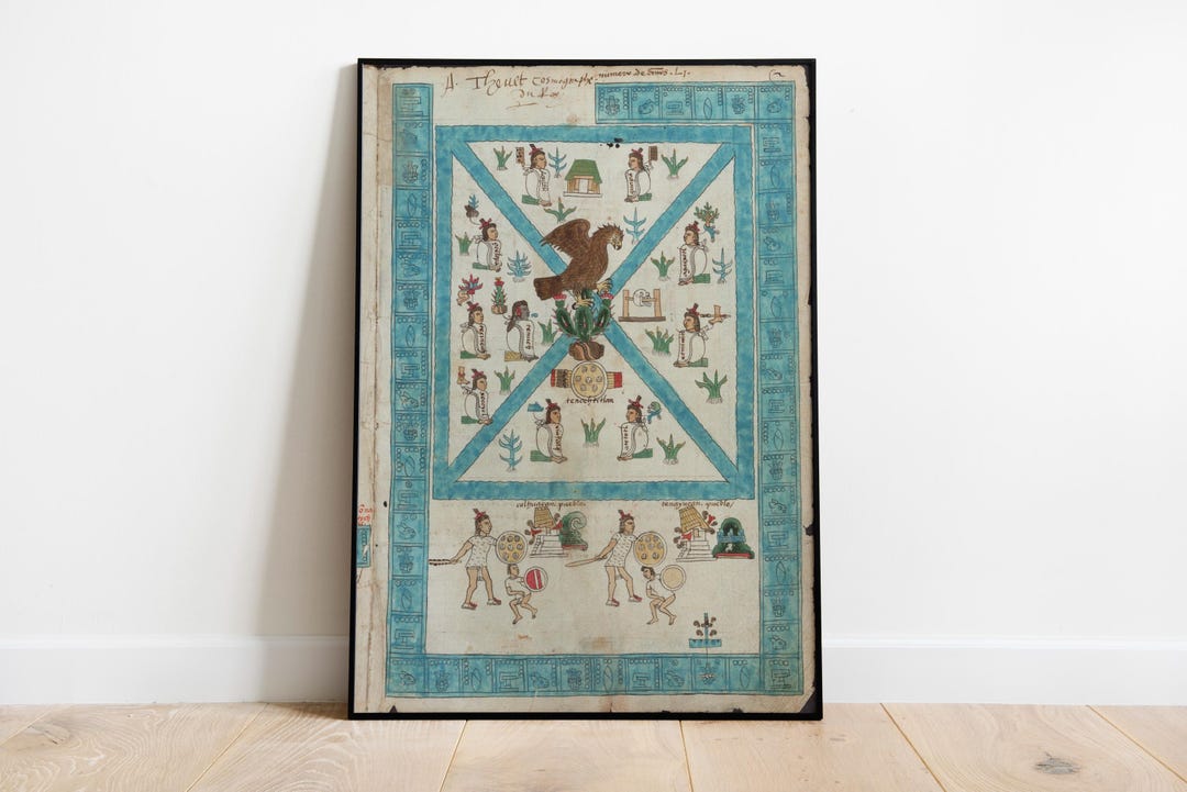 Mexico, Mexican Codex / Aztec Azteca/ Mesoamerican Map / Cortes Map of ...