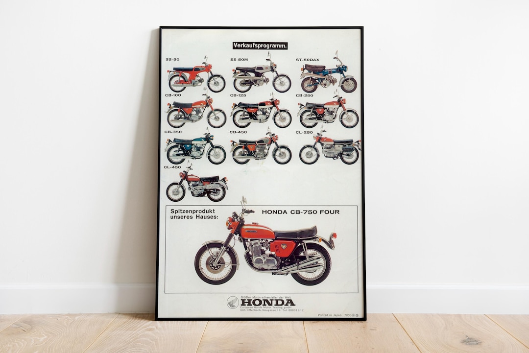 Honda Vintage Poster, Honda Motorcycle Print / Motorbike Poster ...