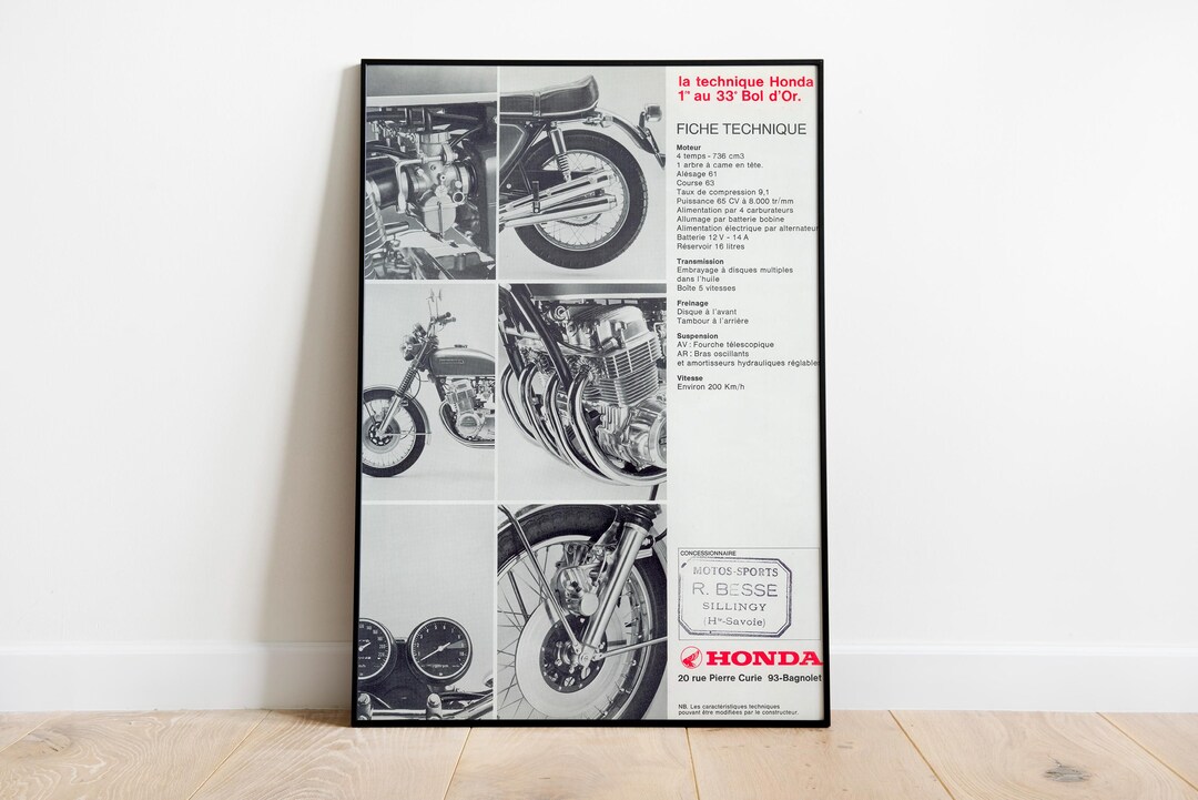 Honda Poster , CB750 Four Print / Motorbike Poster / Motorcycle Wall ...