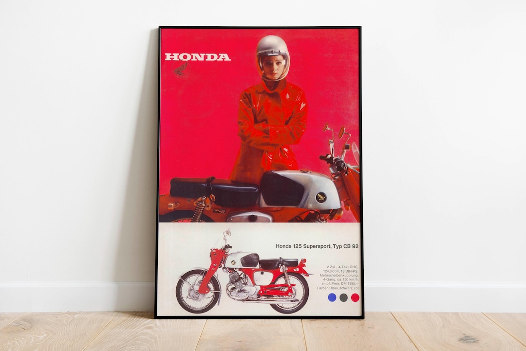 Vintage Honda CB 92 Poster /motorbike Poster Motorcycle Wall Art ...